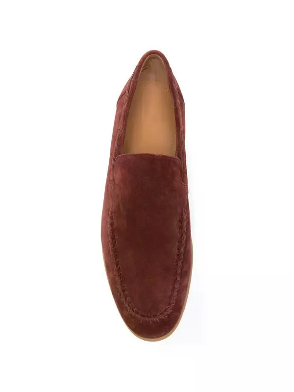Eleventy Suede Loafers With Whipstitch Detailing - Red