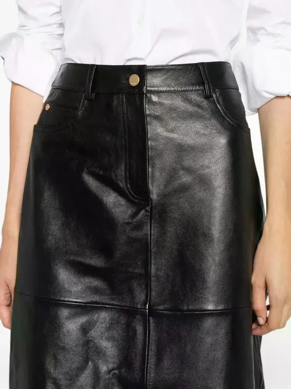 Max Mara Leather Panelled Midi Skirt