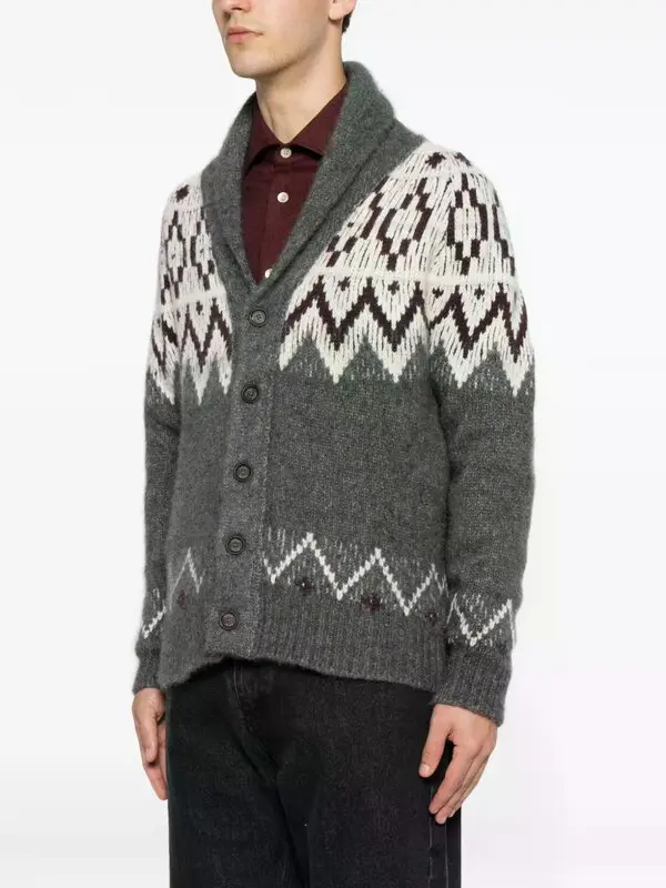 Eleventy Fair Isle Shawl-collar Cardigan