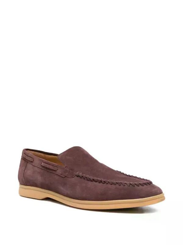 Eleventy Whipstitch-trim Suede Loafers