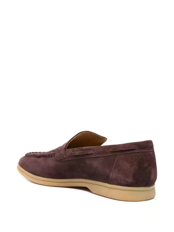 Eleventy Whipstitch-trim Suede Loafers
