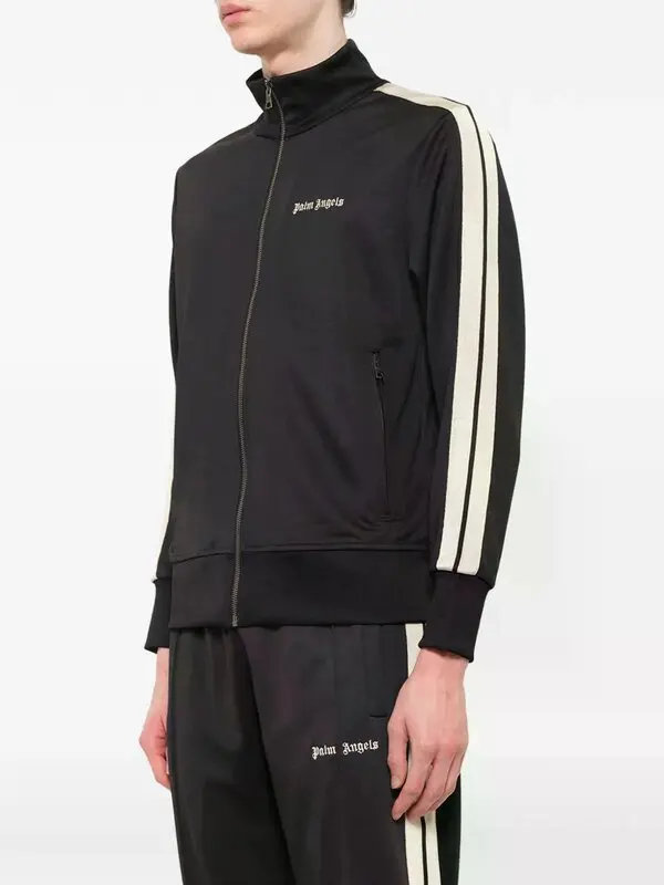 Palm Angels Logo-embroidered Striped-sleeve Sweatshirt