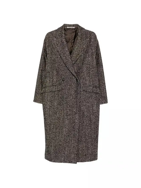 Tagliatore Herringbone-pattern Double-breasted Coat - Brown