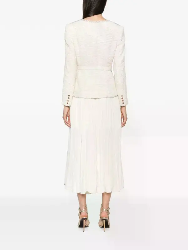 SELF-PORTRAIT Bouclé-knit Pleated Midi Dress