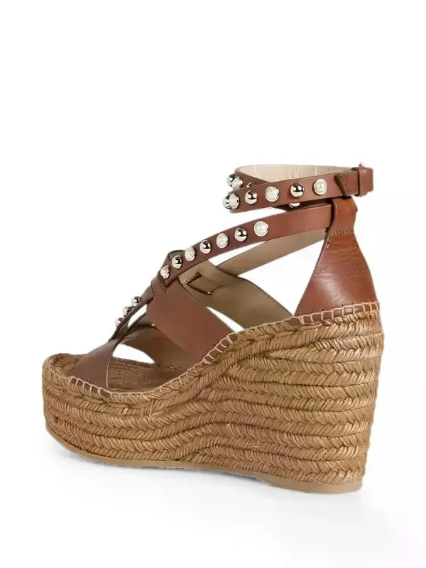 JIMMY CHOO Danica Studded Leather Espadrille Sandals