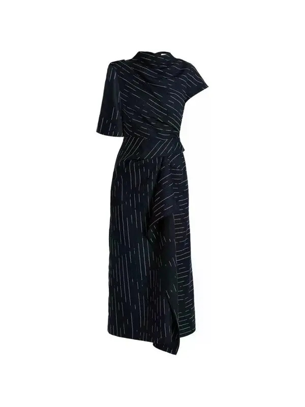 Erdem Striped Draped Midi Dress - Blue