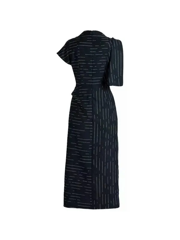 Erdem Striped Draped Midi Dress