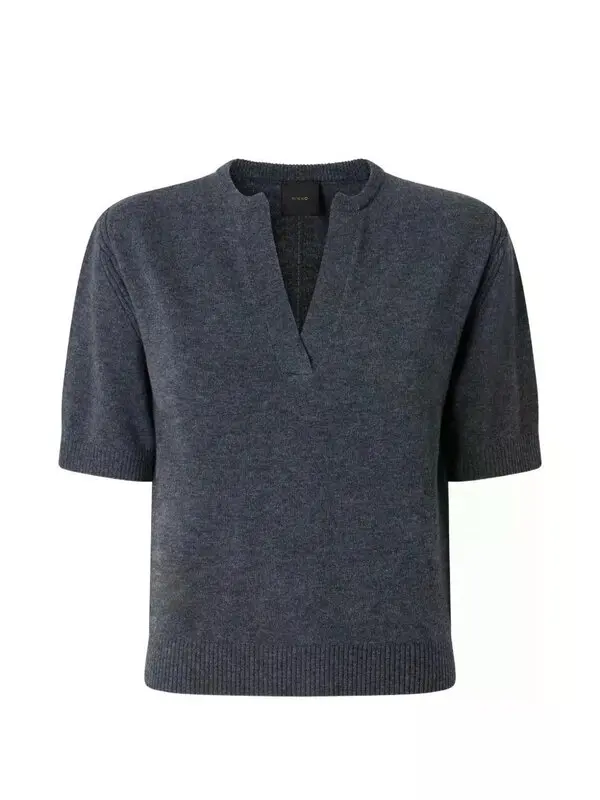 Pinko Short-sleeve V-neck Sweater - Grey