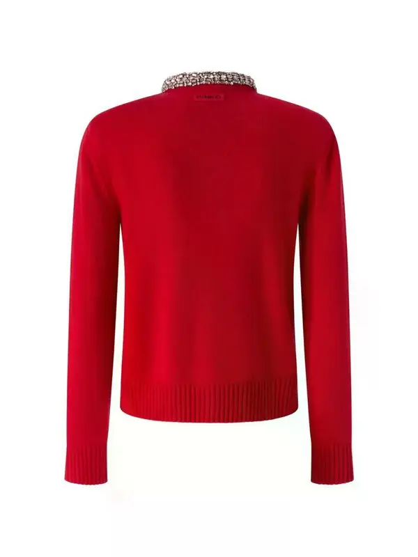 Pinko Embellished Collar Fine Knit Cardigan