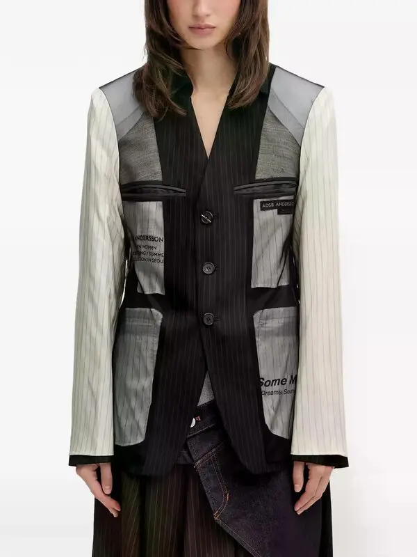 Andersson Bell Pinstripe-pattern Reversible Blazer - Black