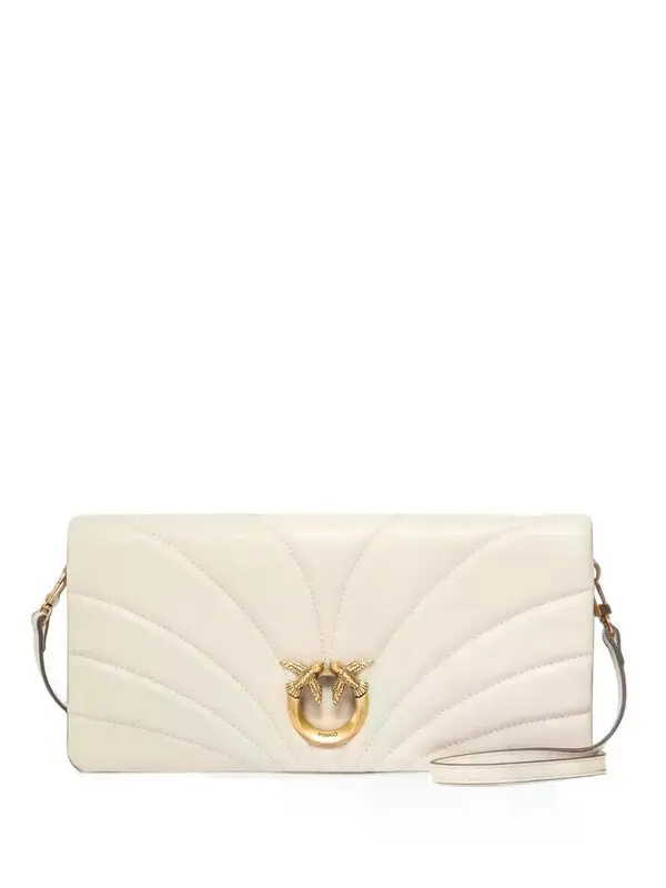 Pinko Love Birds Quilted Leather Shoulder Bag - Neutrals