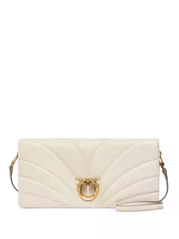 Pinko Love Birds Quilted Leather Shoulder Bag - Neutrals