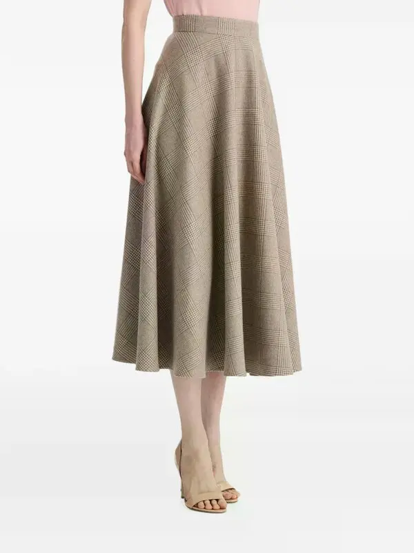 Oscar De La Renta Plaid A-line Midi Skirt