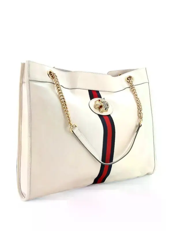 Gucci Rajah Chain Leather Large Tote Bag - Neutrals