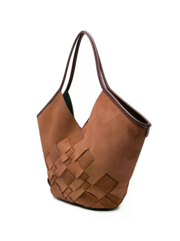 Hereu Coloma Woven-panel Suede Bucket Bag