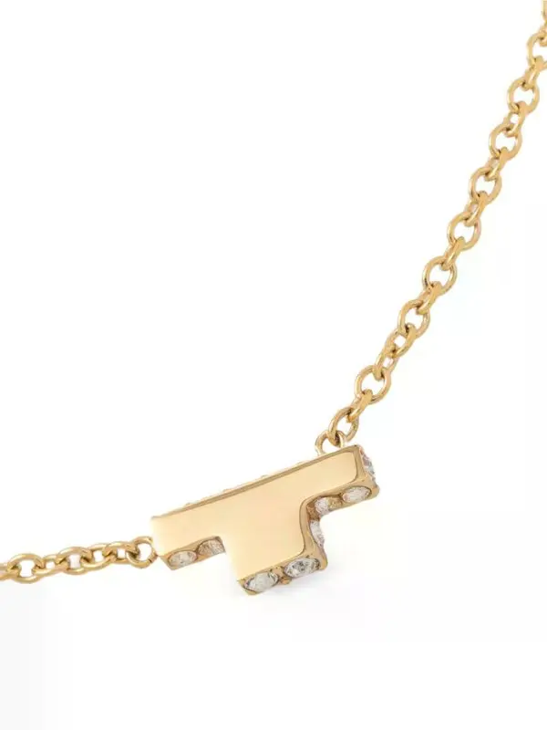 TRUSSARDI Crystal Embellished Logo Pendant Necklace