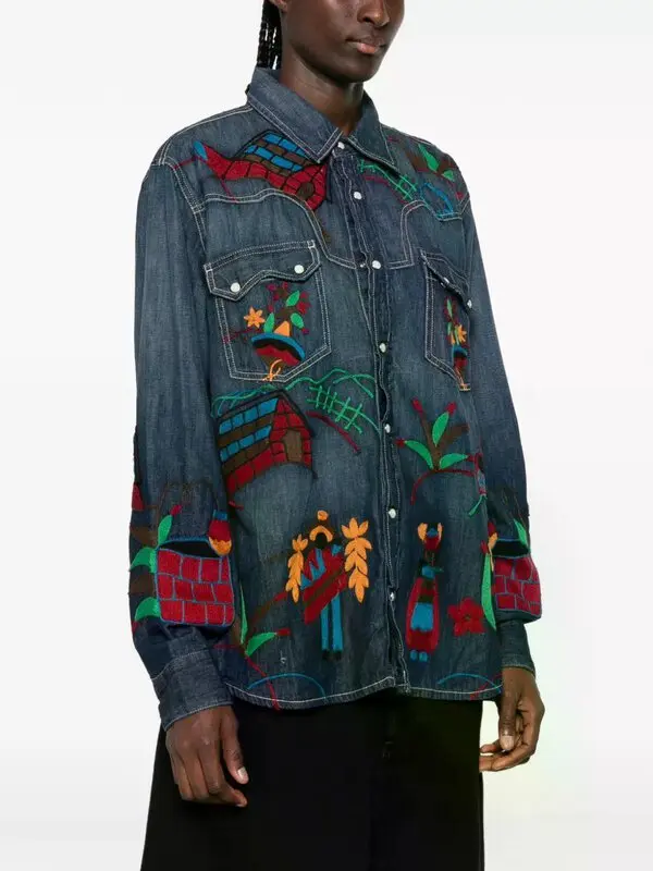 ANTIK DENIM Embroidered Denim Shirt