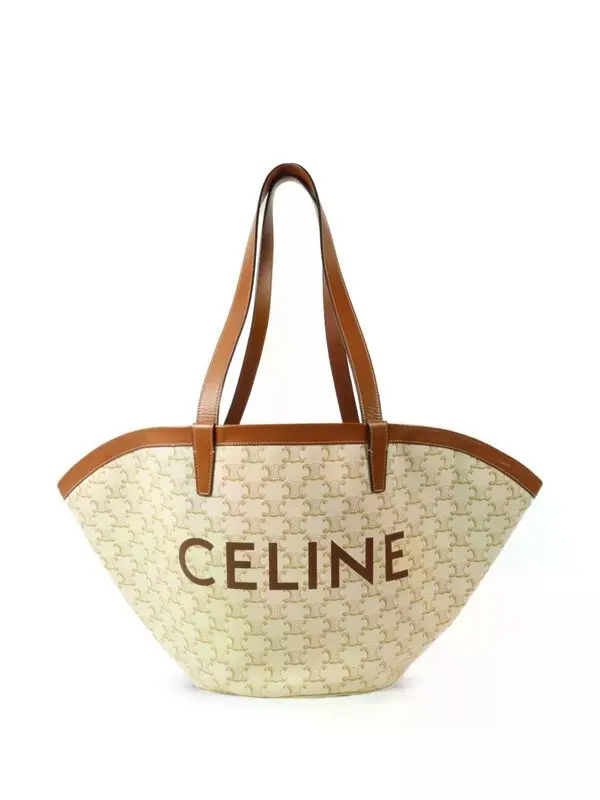 Celine Triomphe Canvas Cufflinks Tote Bag - Neutrals