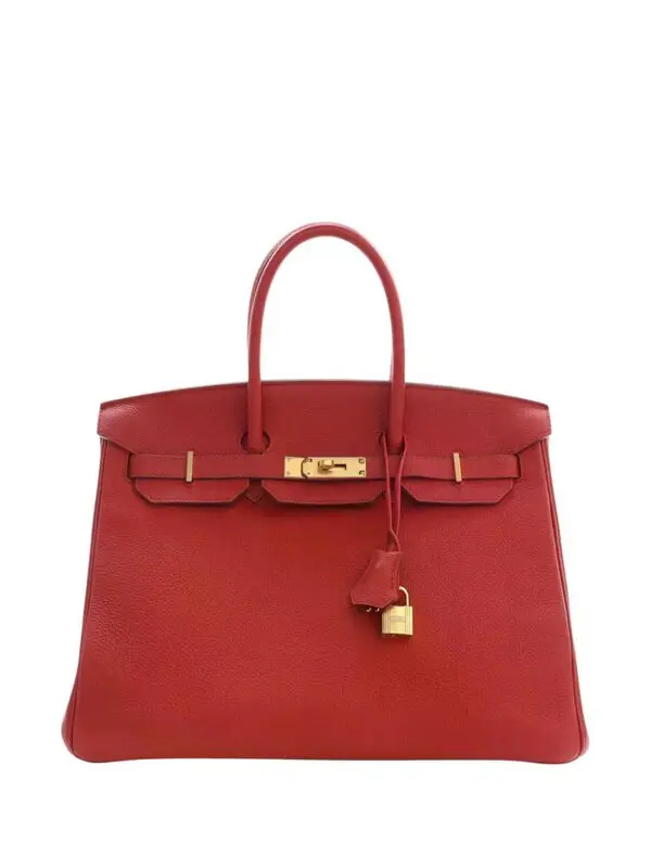 Hermès 2015 Togo Birkin Retourne 35 Handbag - Red