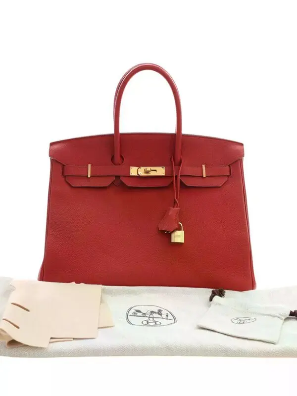 Hermès 35 Togo Birkin Retourne Handbag - Red