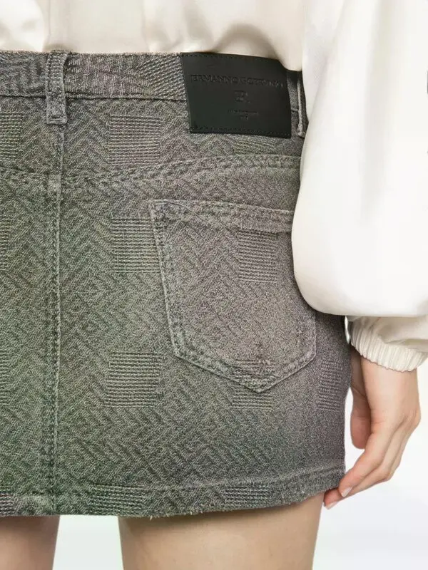 Ermanno Scervino Herringbone-pattern Mini Denim Skirt