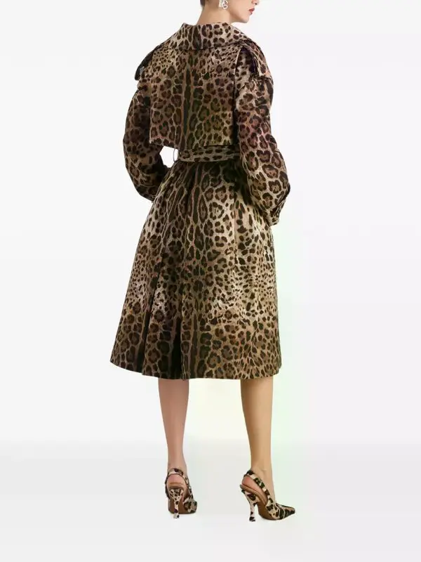 Dolce & Gabbana Double-breasted Leo-print Cotton Drill Coat