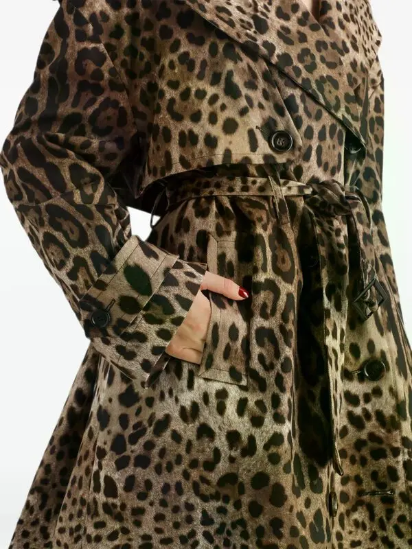 Dolce & Gabbana Double-breasted Leo-print Cotton Drill Coat