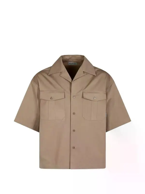 Balenciaga Short-sleeve Flap-pocket Shirt - Neutrals