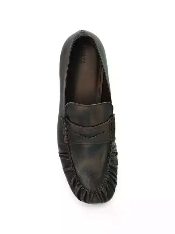 ALOHAS Aven Ruched Leather Loafers