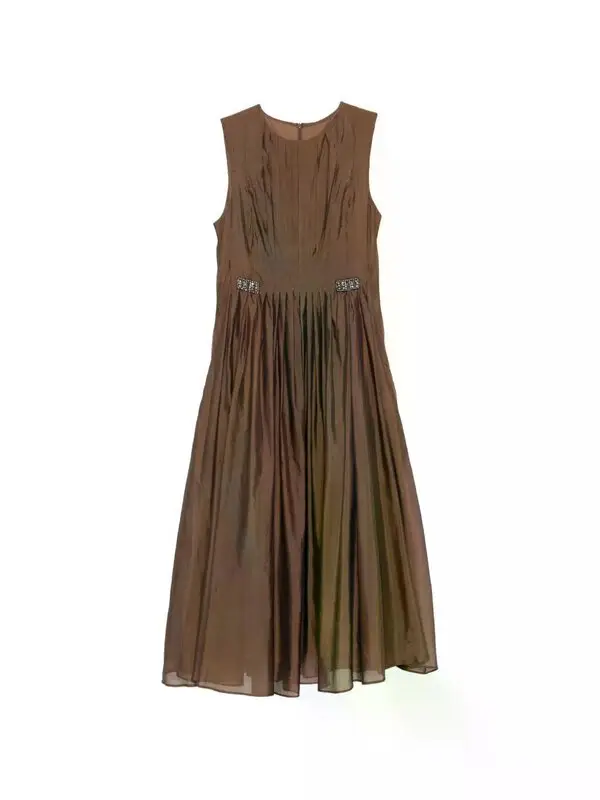 Max Mara Stmwally Crystal-embellished Pleated Midi Dress - Brown