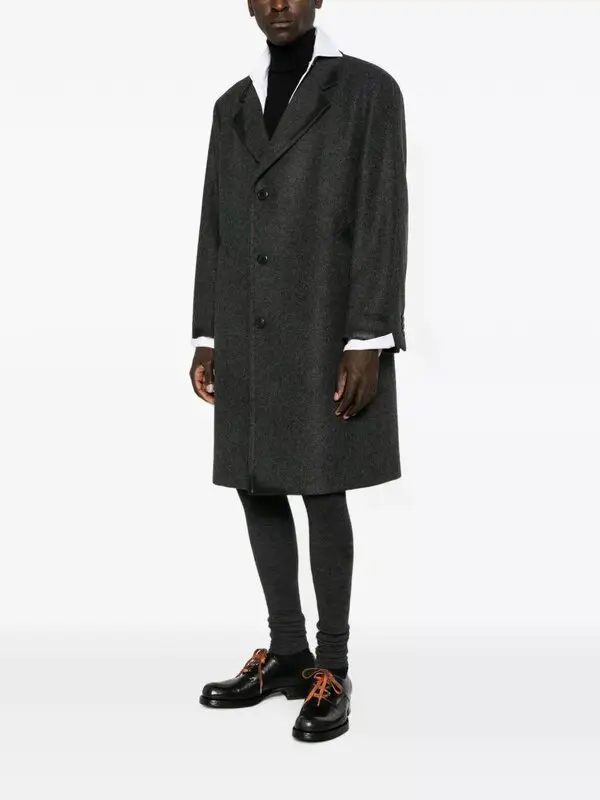 Prada Leather-trimmed Single-breasted Coat