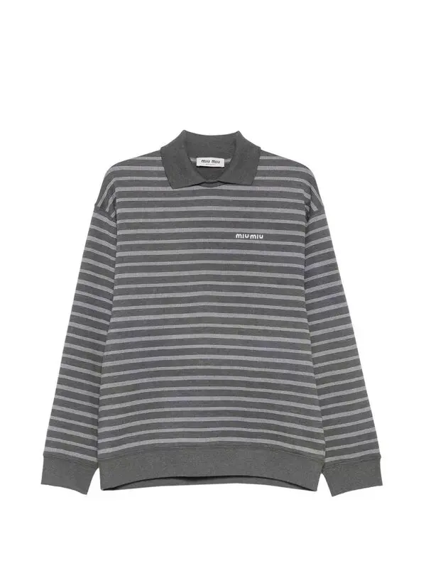 Miu Miu Striped Polo Collar Sweater