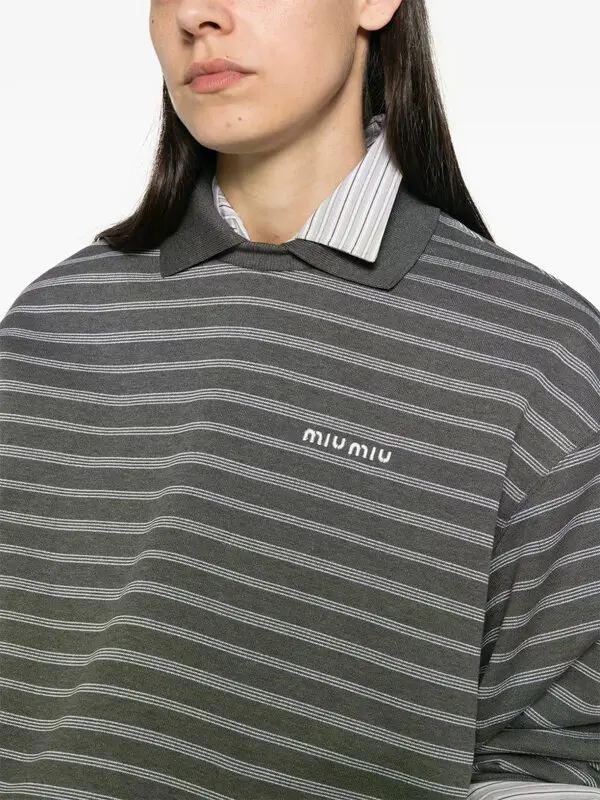 Miu Miu Striped Polo Collar Sweater