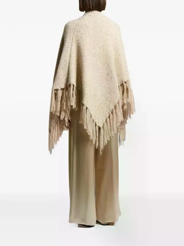 Peserico Sequin-embellished Fringed Cape