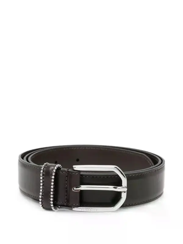 Peserico Bead-embellished Leather Belt - Brown