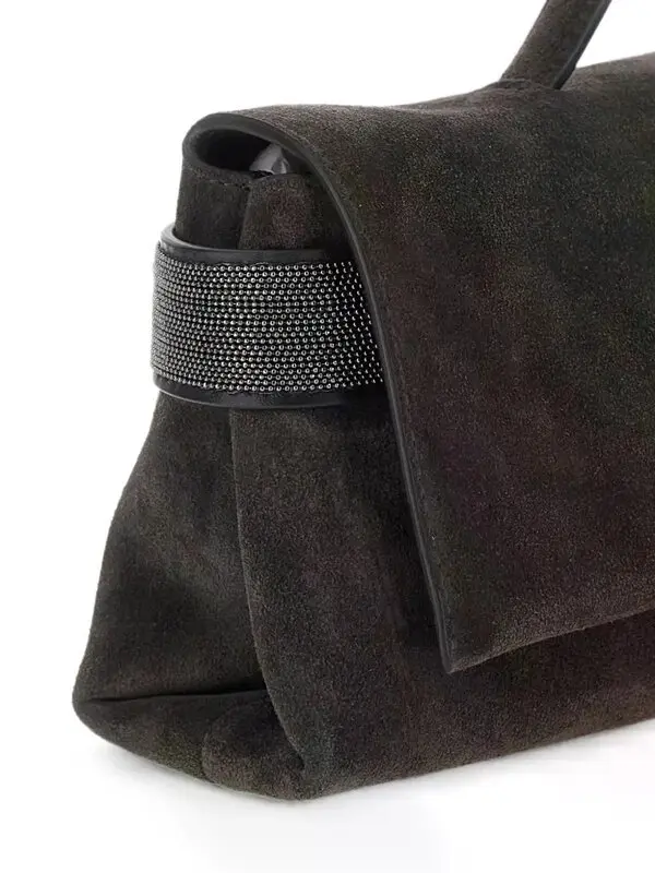 Brunello Cucinelli Monili Embellished Suede Clutch Bag - Brown