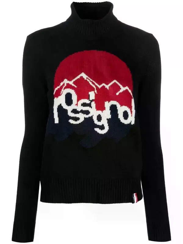 Rossignol Roll Neck Intarsia-knit Jumper - Black