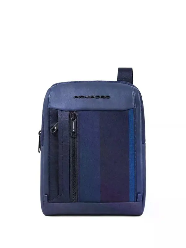 PIQUADRO Logo-plaque Panelled Messenger Bag - Blue