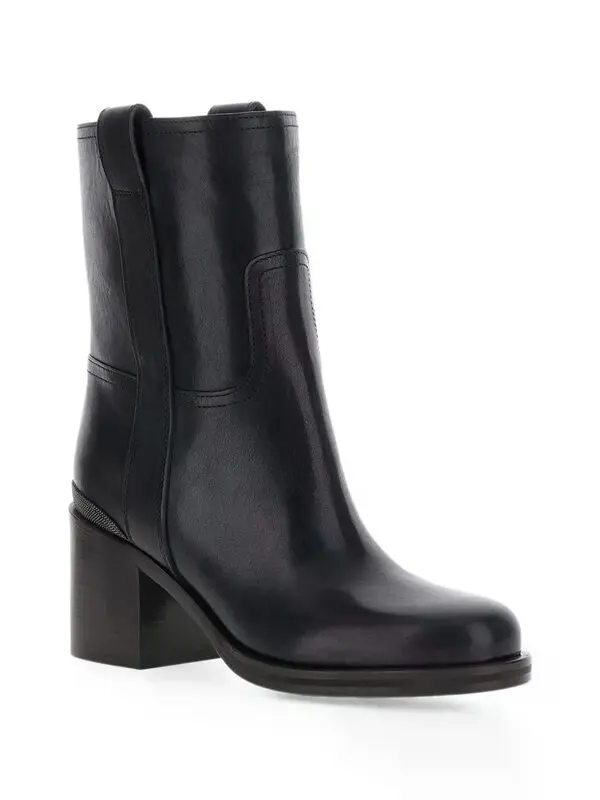 Brunello Cucinelli Monili-chain Leather Ankle Boots