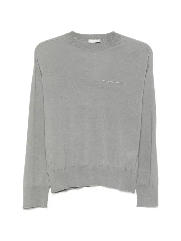 Peserico Embellished-trim Long-sleeve T-shirt - Grey