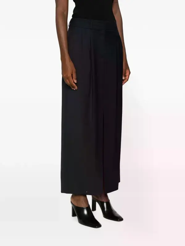 Peserico Pleated Front-slit Long Skirt
