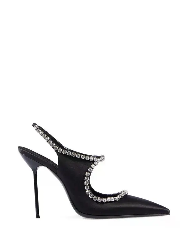 Paris Texas Lidia Mary Jane Crystal Heeled Pumps - Black