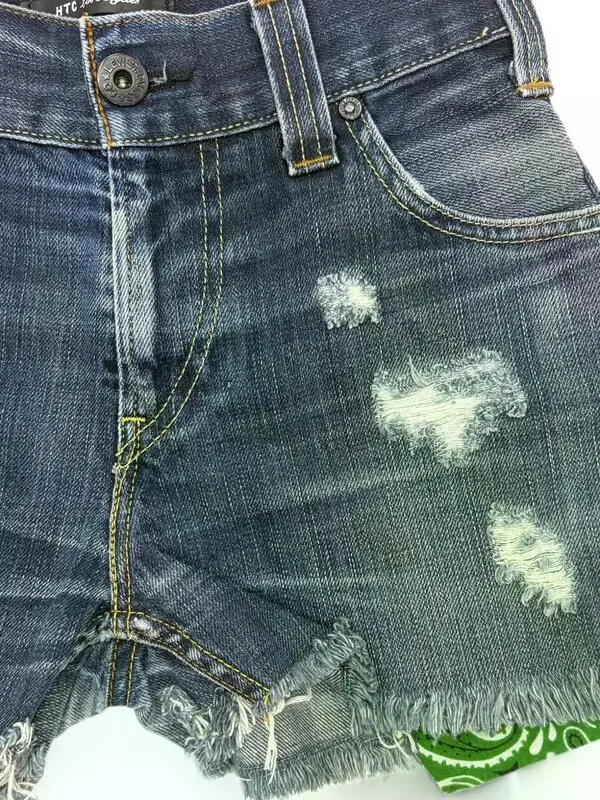 HTC LOS ANGELES Distressed Bandana-insert Shorts