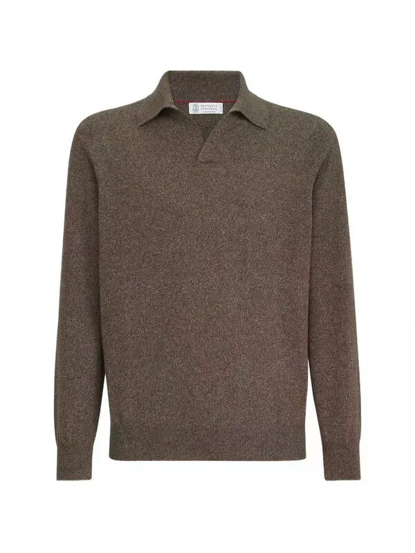 Brunello Cucinelli Mouliné Cashmere Knit Polo