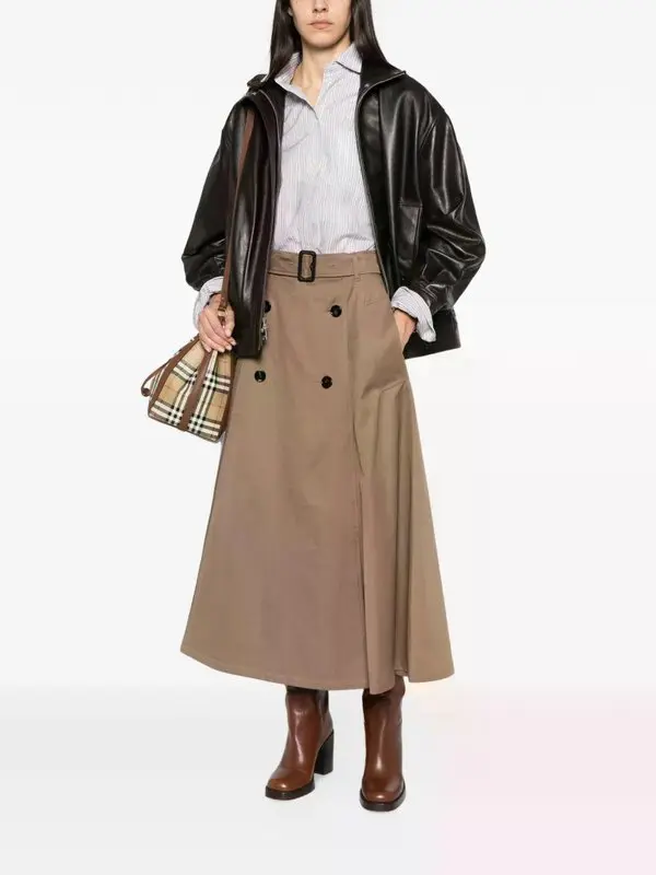 Burberry Double-breasted Belted Skirt - Neutrals