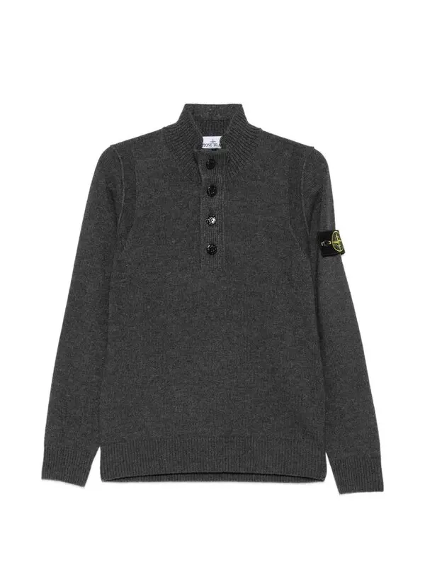 Stone Island Logo-patch Button-up High Neck Polo Shirt