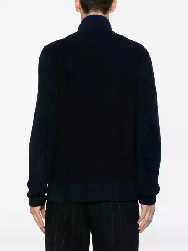 Eleventy Ribbed-knit Panelled Jacket