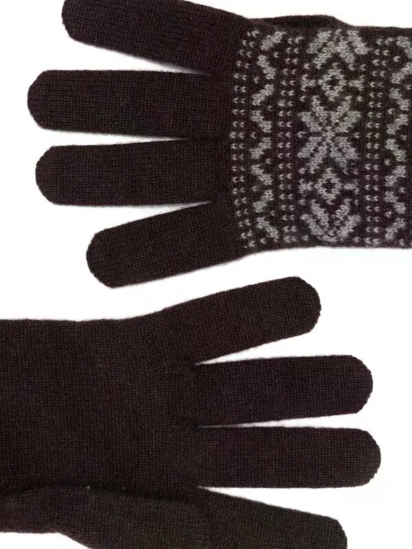 Eleventy Fair Isle Ribbed-cuff Gloves