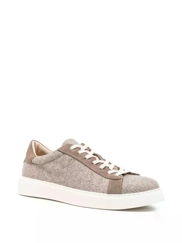 Eleventy Suede-trimmed Panelled Sneakers