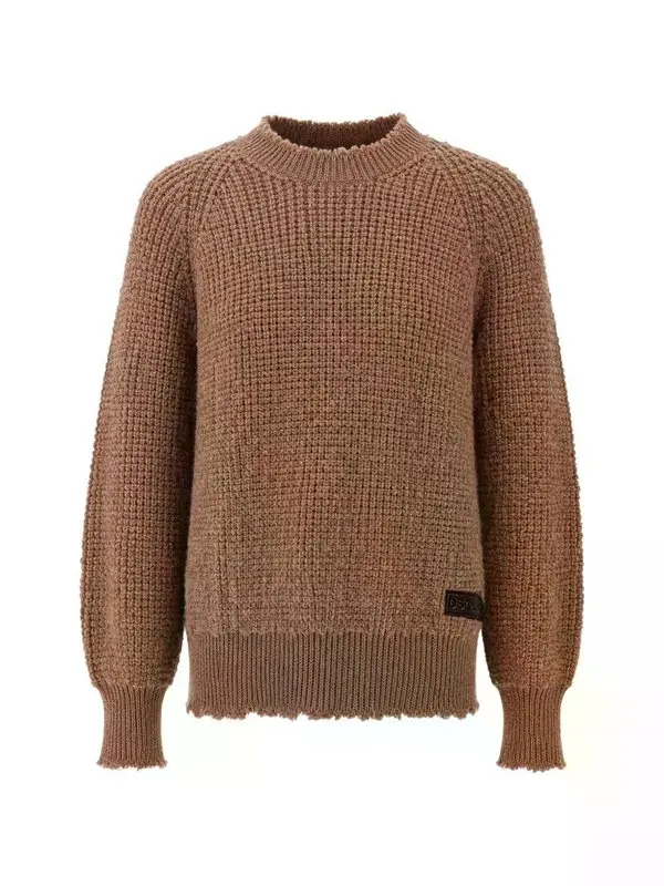 Dsquared2 Waffle-knit Distressed-effect Sweater - Brown